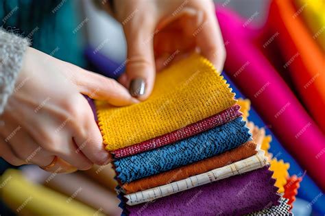 Premium Photo Choosing Fabric Swatches A Closeup Of A Female Fashion Designer39s Process