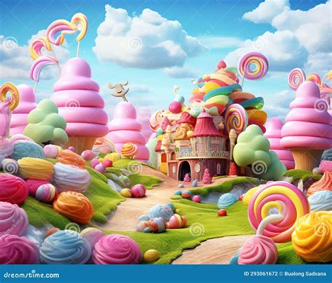 Colorful Candyland Background With Ice Cream Stock Illustration