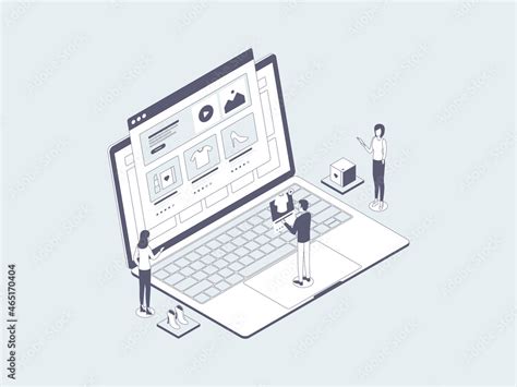 E Commerce Product Isometric Illustration Lineal Gray Suitable For Mobile App Website Banner
