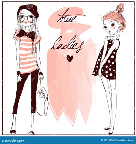 Cute Fashion Girls Stock Vector Illustration Of Cartoon 63719698