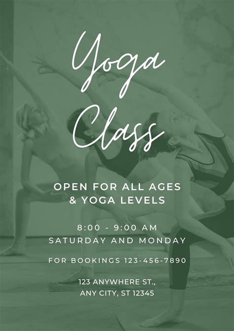 Yoga Class Poster Flyer Template Postermywall Yoga With Toniann City