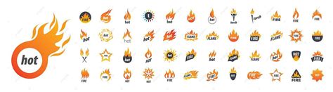 รูปคอลเลกชันของโลโก้เวกเตอร์ไฟบนพื้นหลังสีขาว เวกเตอร์ Png ความร้อน