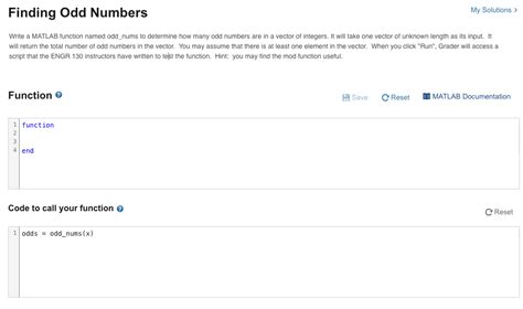 Solved Finding Odd NumbersWrite A MATLAB Function Named Chegg