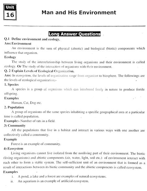SOLUTION Class 10th Biology Solved Questions Answers Chapter Man And His Environment Studypool