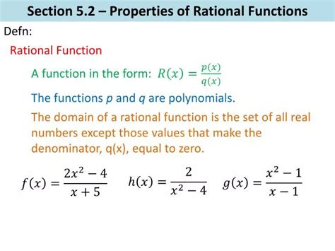 Ppt Section 52 Properties Of Rational Functions Powerpoint
