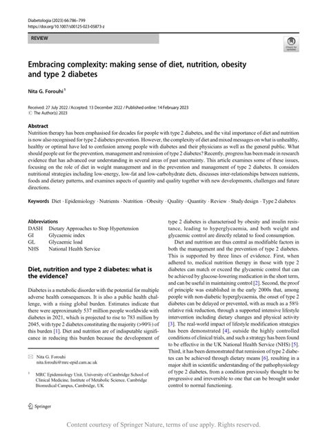 Pdf Embracing Complexity Making Sense Of Diet Nutrition Obesity