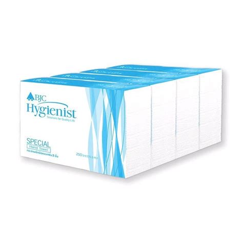 Bjc Hygiennist ไฮจีนิสท์ กระดาษเช็ดมือ หนา 2 ชั้น 250 แผ่น แพ็ค 4 ห่อ