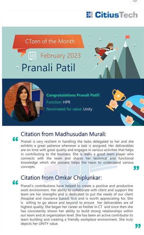 pranali patil on linkedin citiustech 18 comments