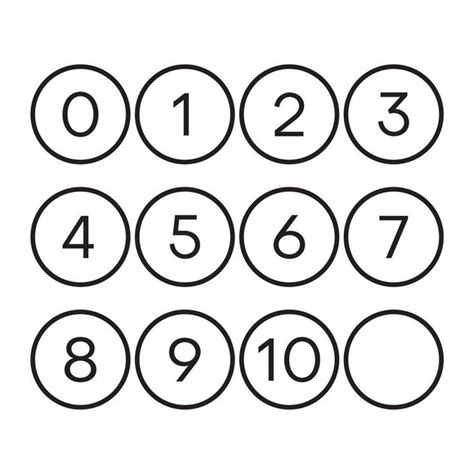 Conjunto De Contornos De Icono De Círculo Con Números Del 0 Al 10 En El