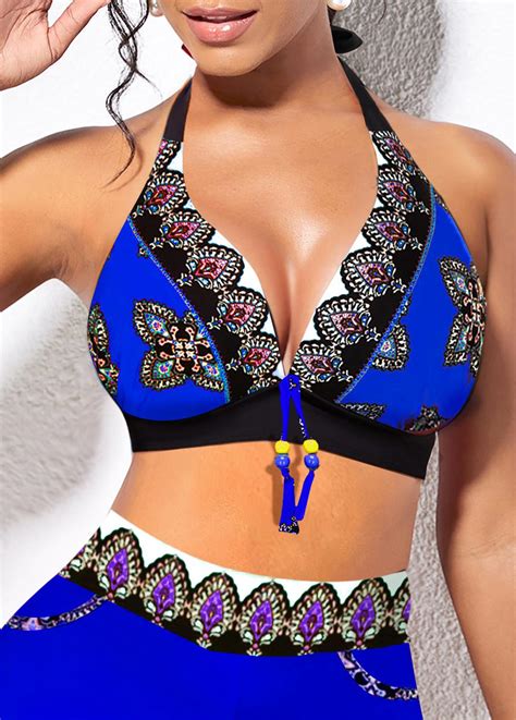 Tie Tribal Print Royal Blue Bikini Top Modlily USD 18 98