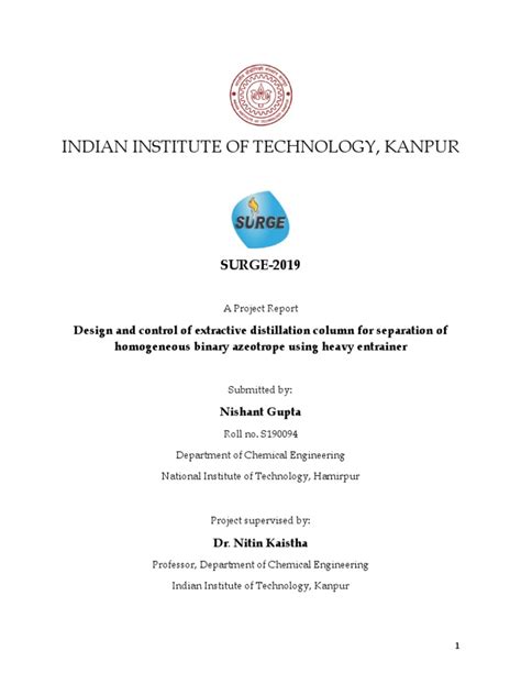 Design And Control Of Extractive Distillation Column Pdf Distillation Separation Processes