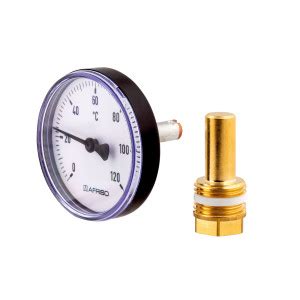 AFRISO Bimetall Zeigerthermometer 0 120C mit Messing Tauchhülse Sc