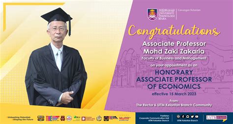 Congratulations Associate Professor Mohd Zaki Zakaria Honorary Associate Professor Of Economics