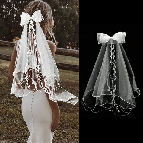 Elegant Tassel Bowknot Short Bridal Veils Soft Tulle Shoulder Length Elegant Tassel Bowknot Short Bridal Veils Soft Tulle Shoulder Length