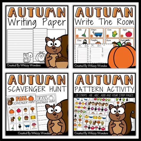 Fall Autumn Activity Bundle Math Literacy Writing Games Centers Pre K