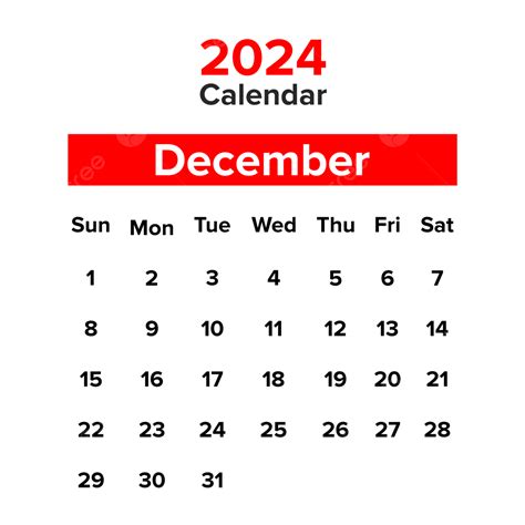 Calendario Diciembre 2024 Vector Png Dibujos Diciembre 2024