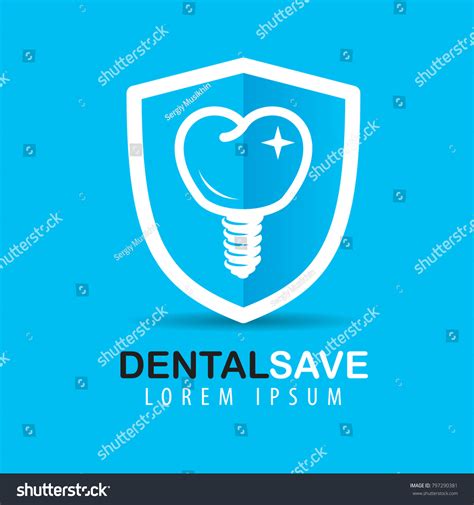 Tooth Prosthesis On Shield Vector Illustration Stock Vector Royalty