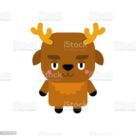 산타 사슴 귀여운 가와이 고립 재미있는 크리스마스 만화 스타일 아이 캐릭터 Xmas 어린이 스타일입니다 12월에 대한 스톡 벡터