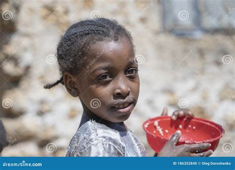 African Young Girl On A Street Of Zanzibar Island Tanzania East