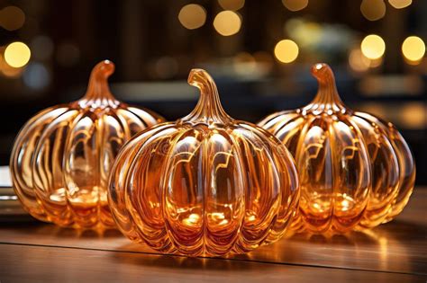 Three Glass Pumpkins Halloween Home Decoration Decor Elements Hand