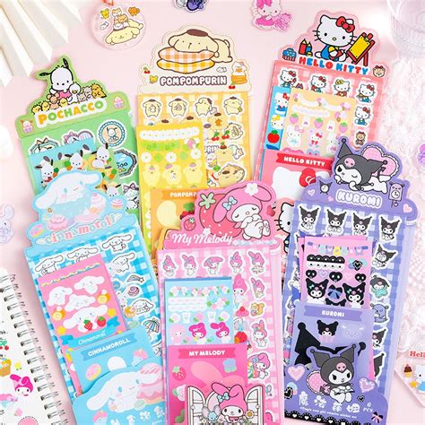 Sanrio ชุดสติกเกอร์ ลายการ์ตูนซานริโอ้น่ารัก สําหรับตกแต่งสมุดไดอารี่ Diy จํานวน 6 ชิ้น Shopee