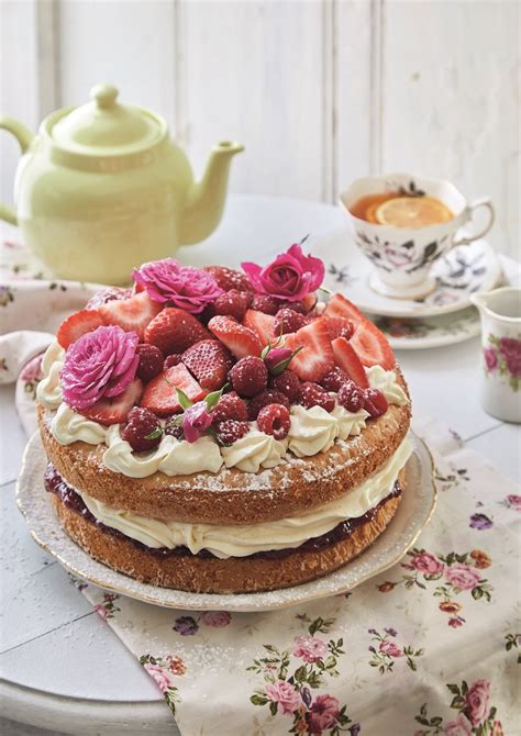 Vanilla Sponge Cake With Berry Jam And White Chocolate Cream Home