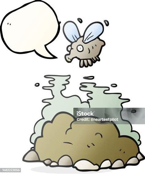 Discours Dessiné À Main Levée Bulle Dessin Animé Mouche Et Fumier