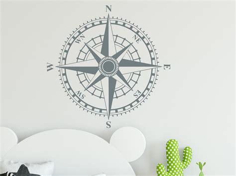 Compass Wall Decal Nautical Nursery Decals Nautical Wall Etsy