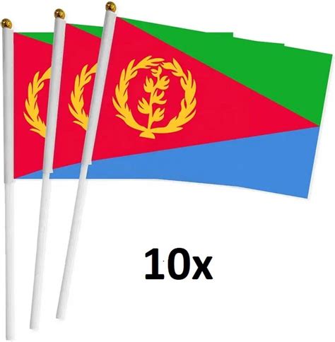 10 Eritrese Handvlaggen 15x21 Cm Eritrese Nationale Vlaggen