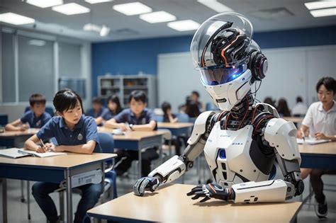 Premium Ai Image Futuristic Classroom Robotics Building Future