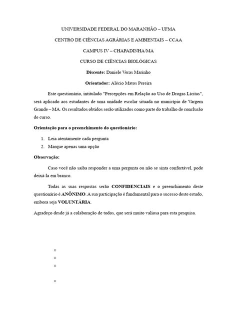 QuestionÁrio Ok Nomal Pdf Bebidas Alcoólicas Drogas