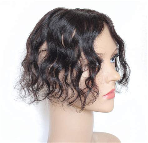 7x10cm Mono Human Hair Toppers For Women Clip In Curly Crown Wiglet