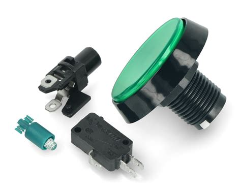 Arcade Push Button 60mm Schwarzes Gehäuse Grün Botland Robotikgeschäft