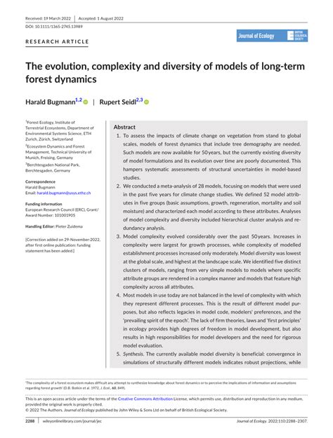 Pdf The Evolution Complexity And Diversity Of Models Of Long‐term