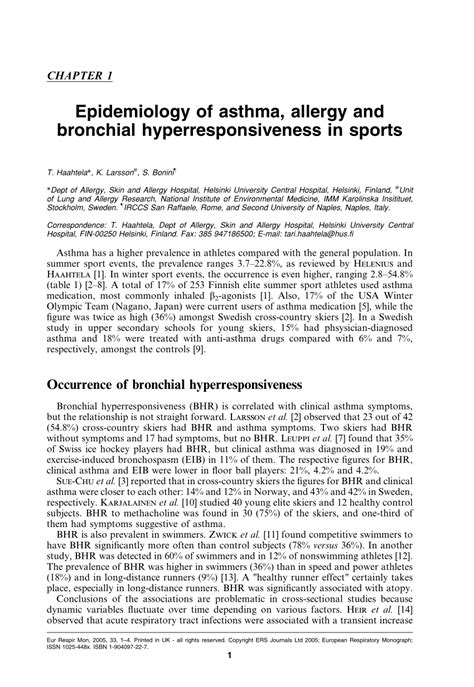Pdf Chapter 1 Epidemiology Of Asthma Allergy And Bronchial