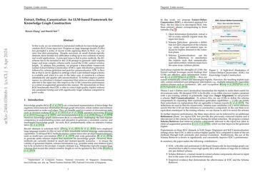 Extract Define Canonicalize An LLM Based Framework For Knowledge