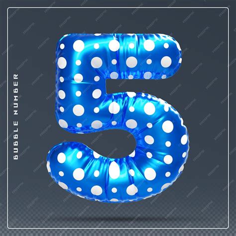 Premium Psd Bubble Blue Number 5