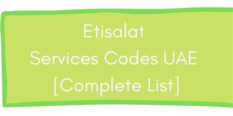 Etisalat Services Codes Complete List Uae 2024 Expatsa