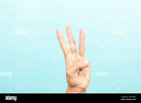 Hand Gesture Female Hand Shows Number Three Woman Hand Pointing Up