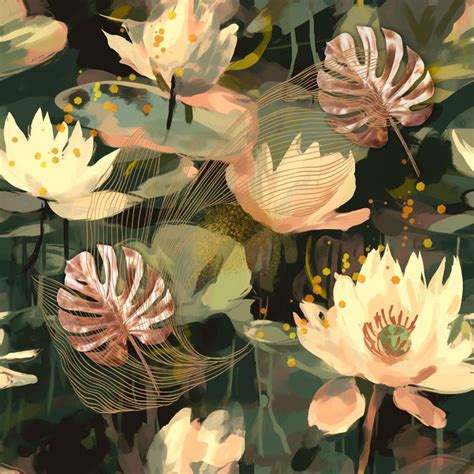 Lotus Mid Century Modern Seamless Pattern Boho Seamless Files Mod