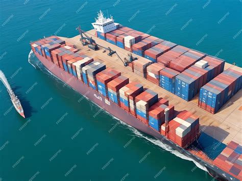 Premium Ai Image Container Ship Loading And Unloading In Sea Port