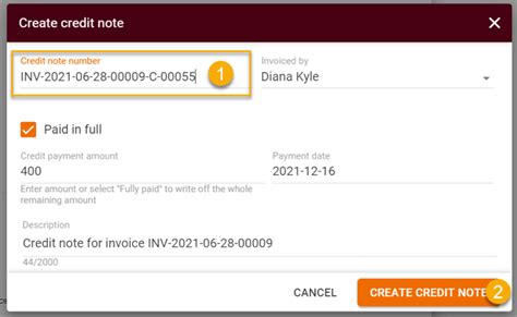 How To Set Credit Notes Numbering Formula