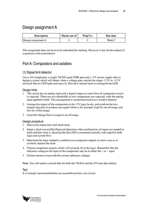 Ele2504 Design Assignment A 2014 Design Assignment A Description