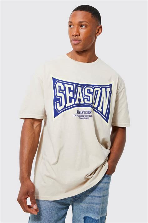 Oversized Athletic Season Print T Shirt