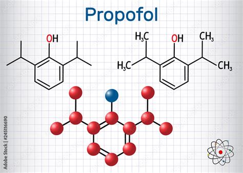Propofol Anesthetic Drug Molecule Structural Chemical Formula And