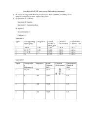 Introduction To NMR Spectroscopy Laboratory Assignment Introduction To NMR Spectroscopy