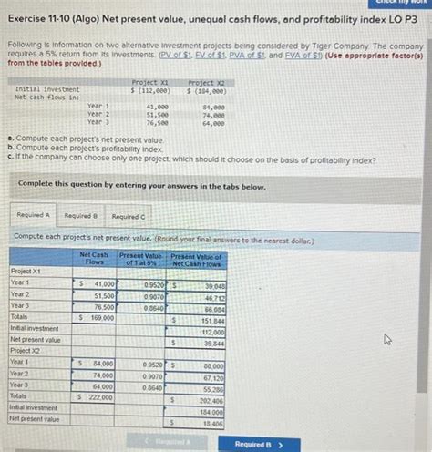 solved exercise 11 10 algo net present value unequal cash