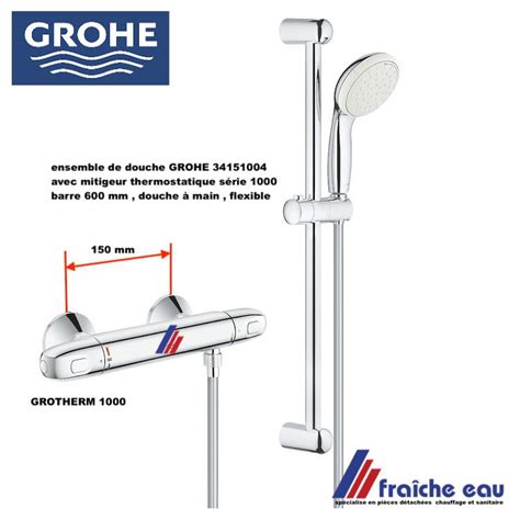 Set De Douche Grohe 34151004 Avec Mitigeur Thermostatique Grohtherm