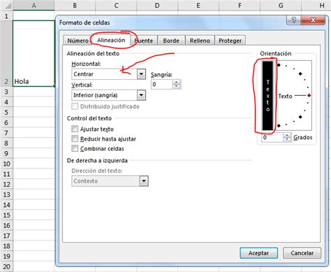 Como alinear o cambiar la orientación del texto en excel