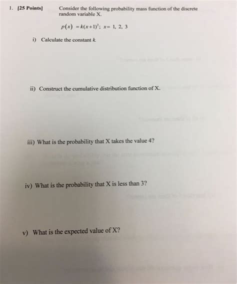 Solved Consider The Following Probability Mass Function Of Chegg